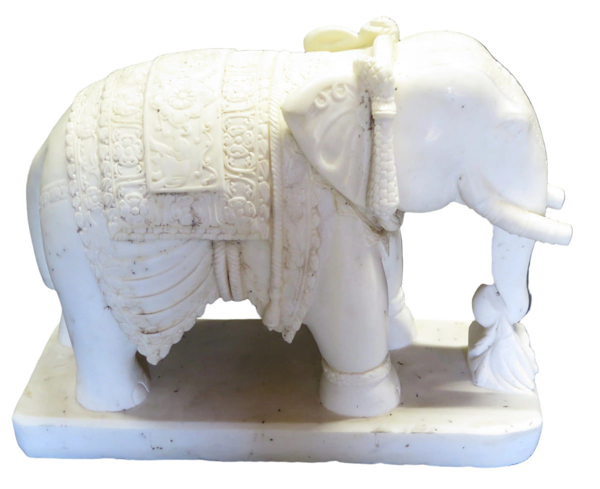 Pair of White Marble Indian Elephants – Nick Brock Antiques