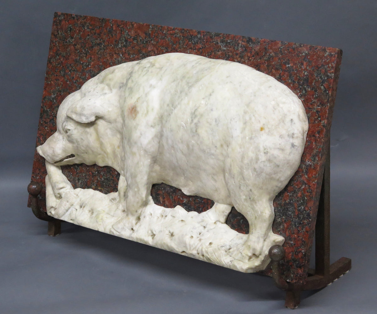 18th Century Bas Relief of a Hog, Carrera Marble on Granite – Nick ...