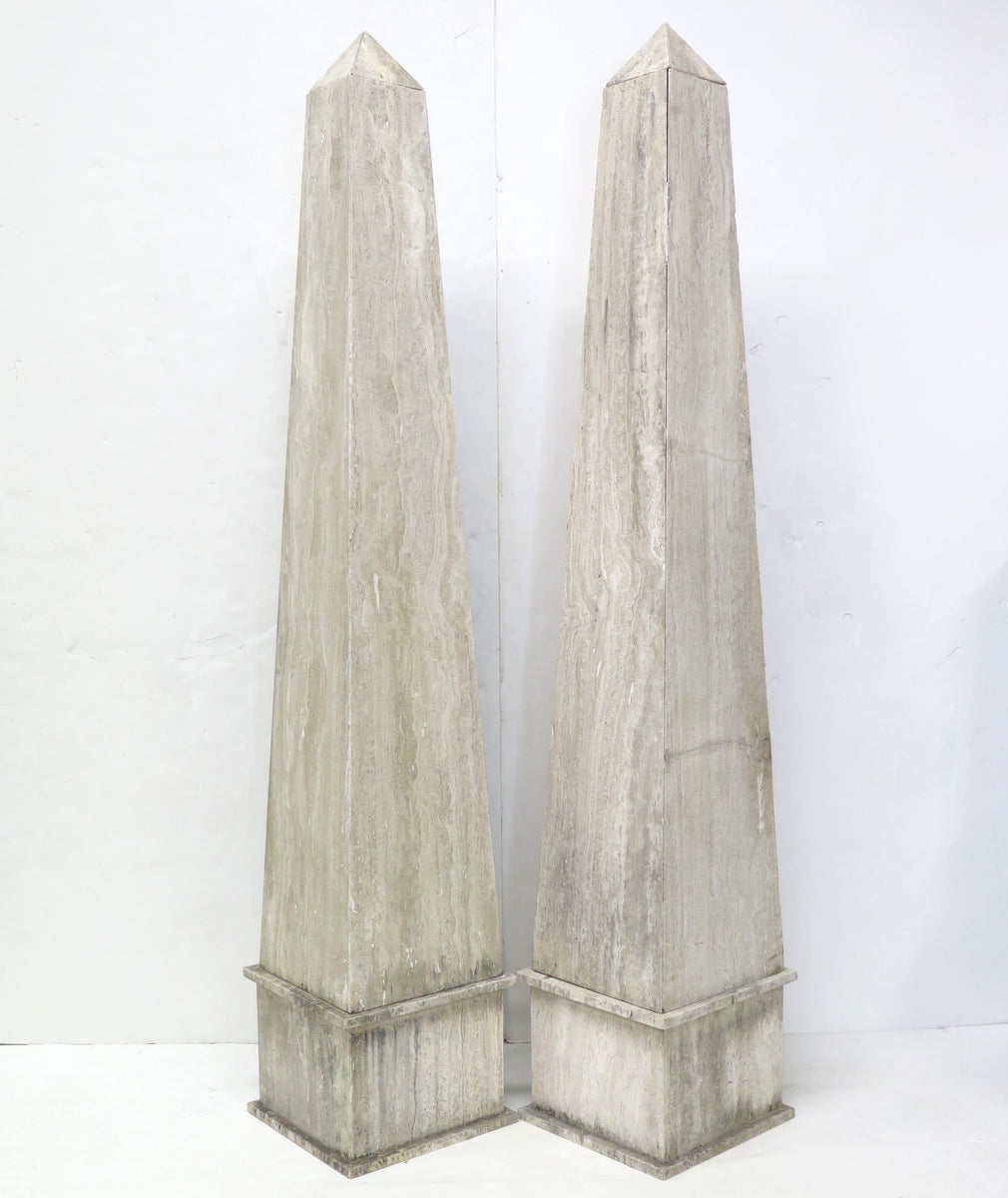 A Pair of Italian Travertine Obelisks – Nick Brock Antiques