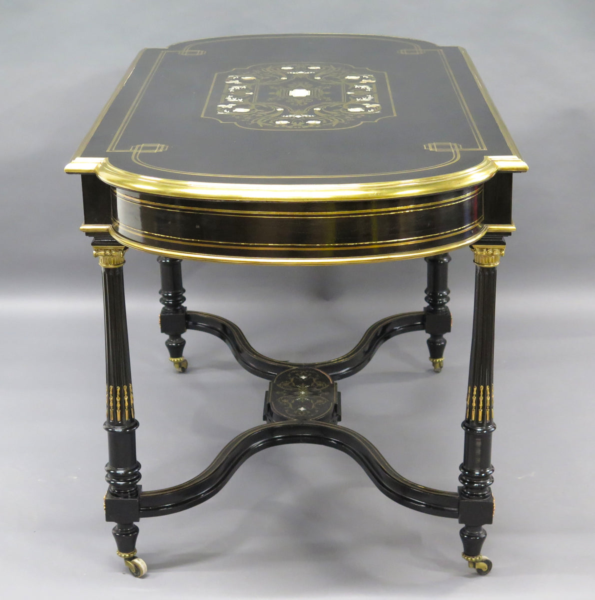 Napoleon III Center Table with Bone, Mother of Pearl, and Brass Inlay ...
