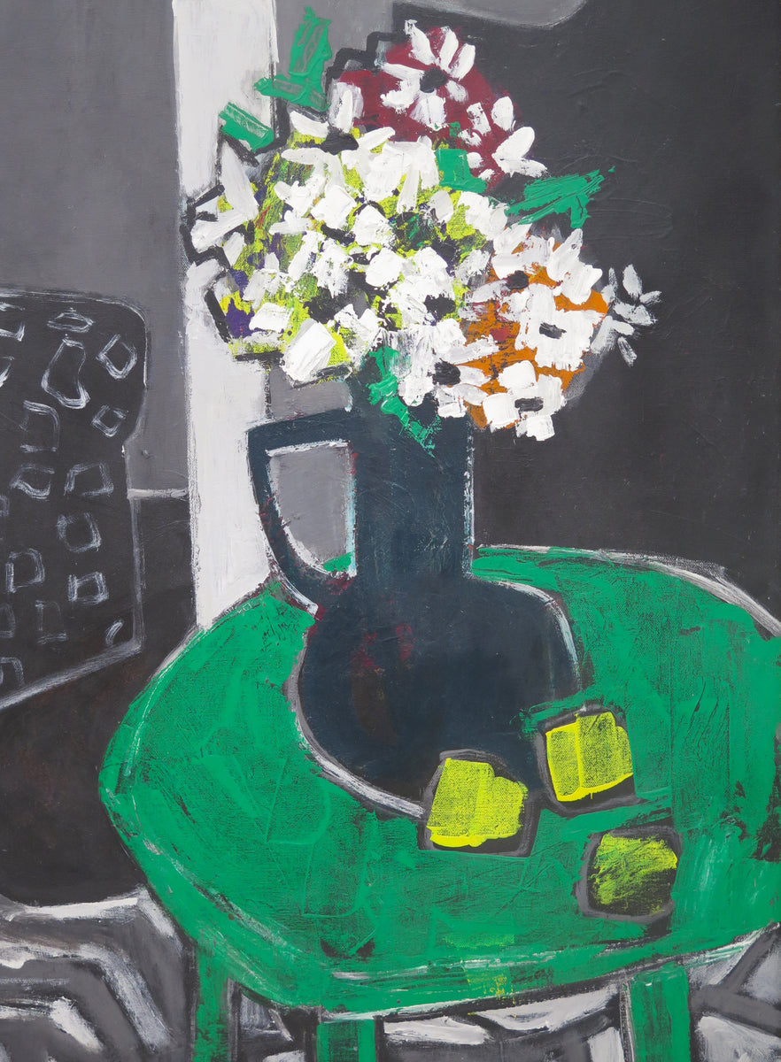 Modernist-Style Oil on Canvas Still Life – Nick Brock Antiques