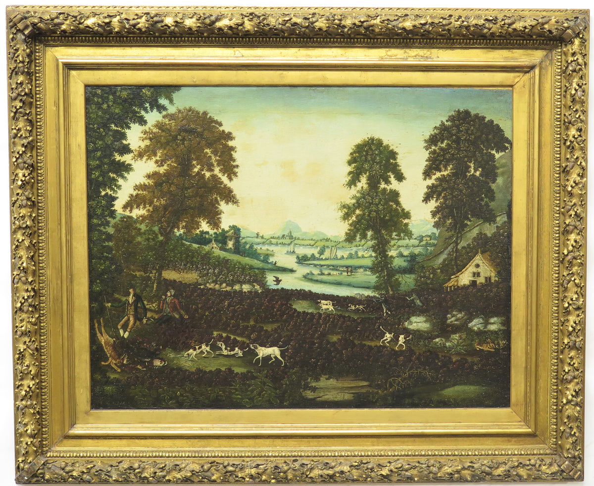 Hunt Scene with Hounds in an English Country Landscape, Circa 1785 ...