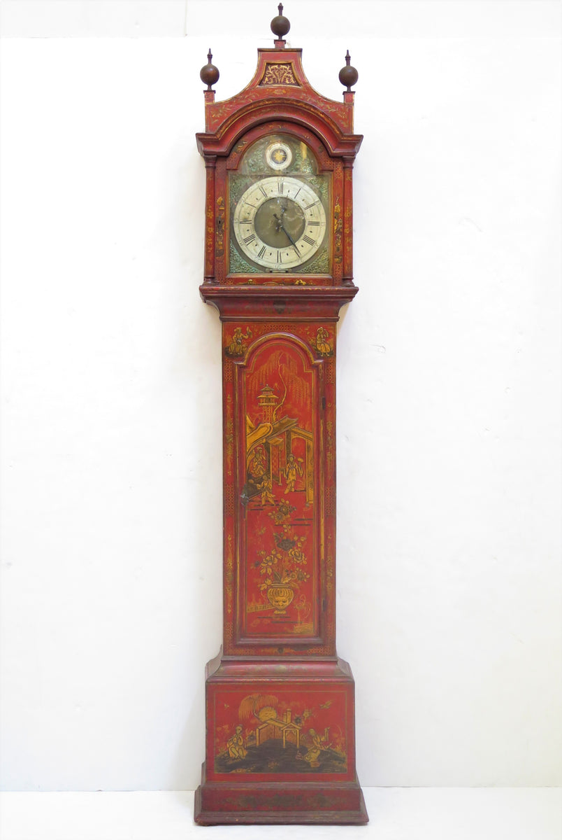 Georgian Longcase Clock with Red Chinoiserie Decoration – Nick Brock ...